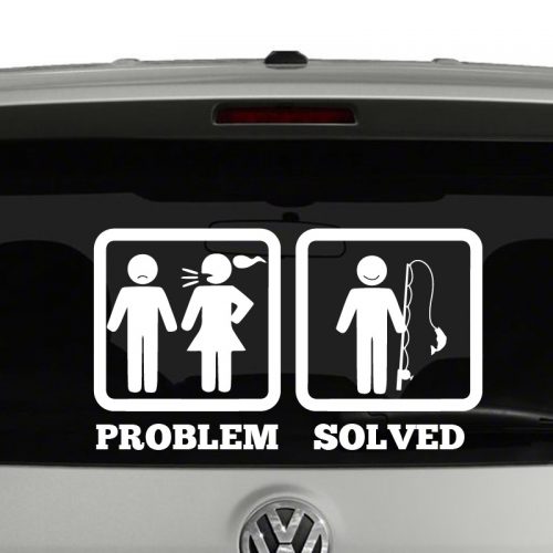 Problem Solved Rather Be Fishing Vinyl Decal Sticker Problem Solved Rather Be Fishing Vinyl Decal Sticker