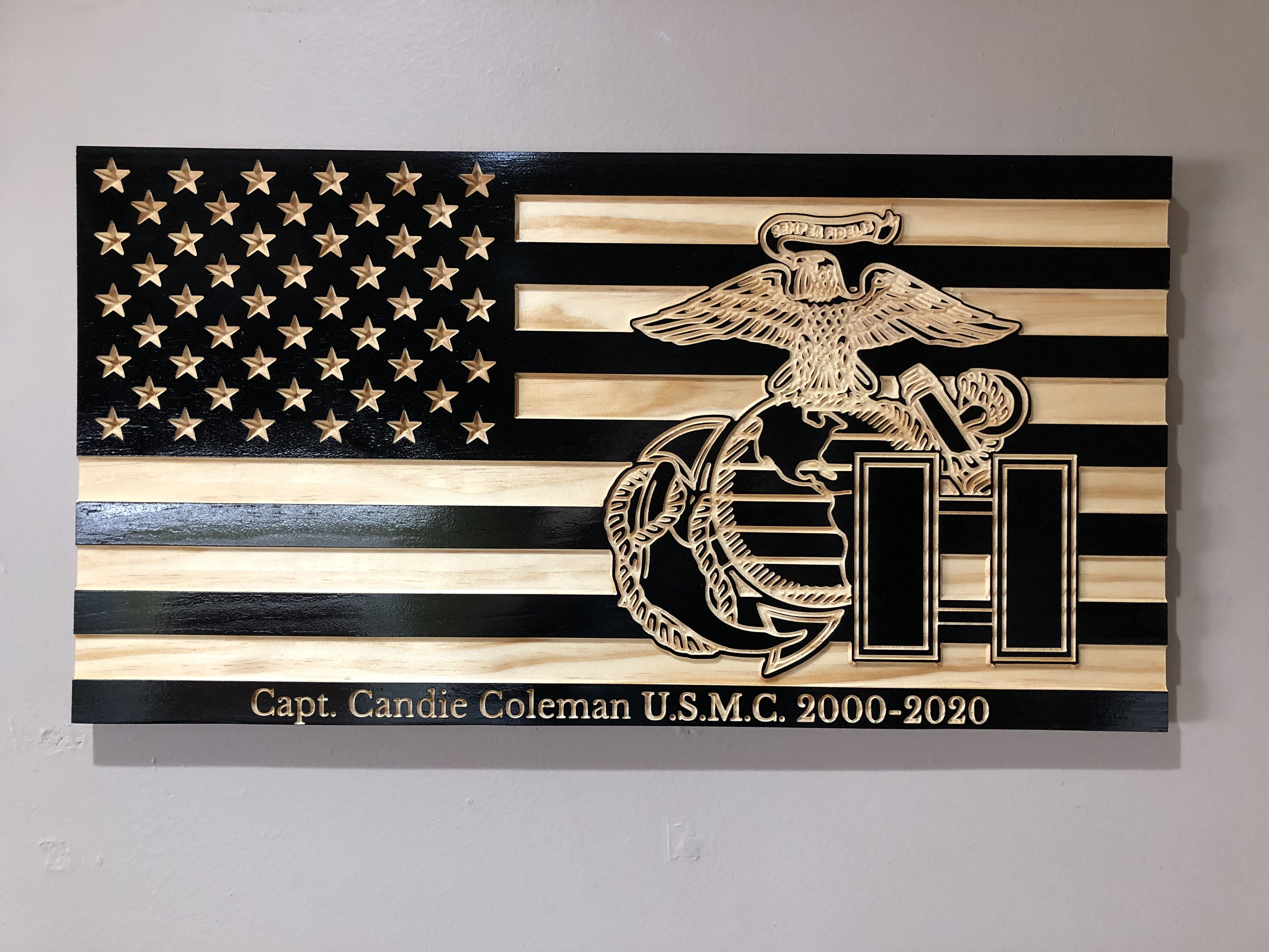Wooden Carved American Flag Marine Corps EGA Rank Insignia • Cosmic ...