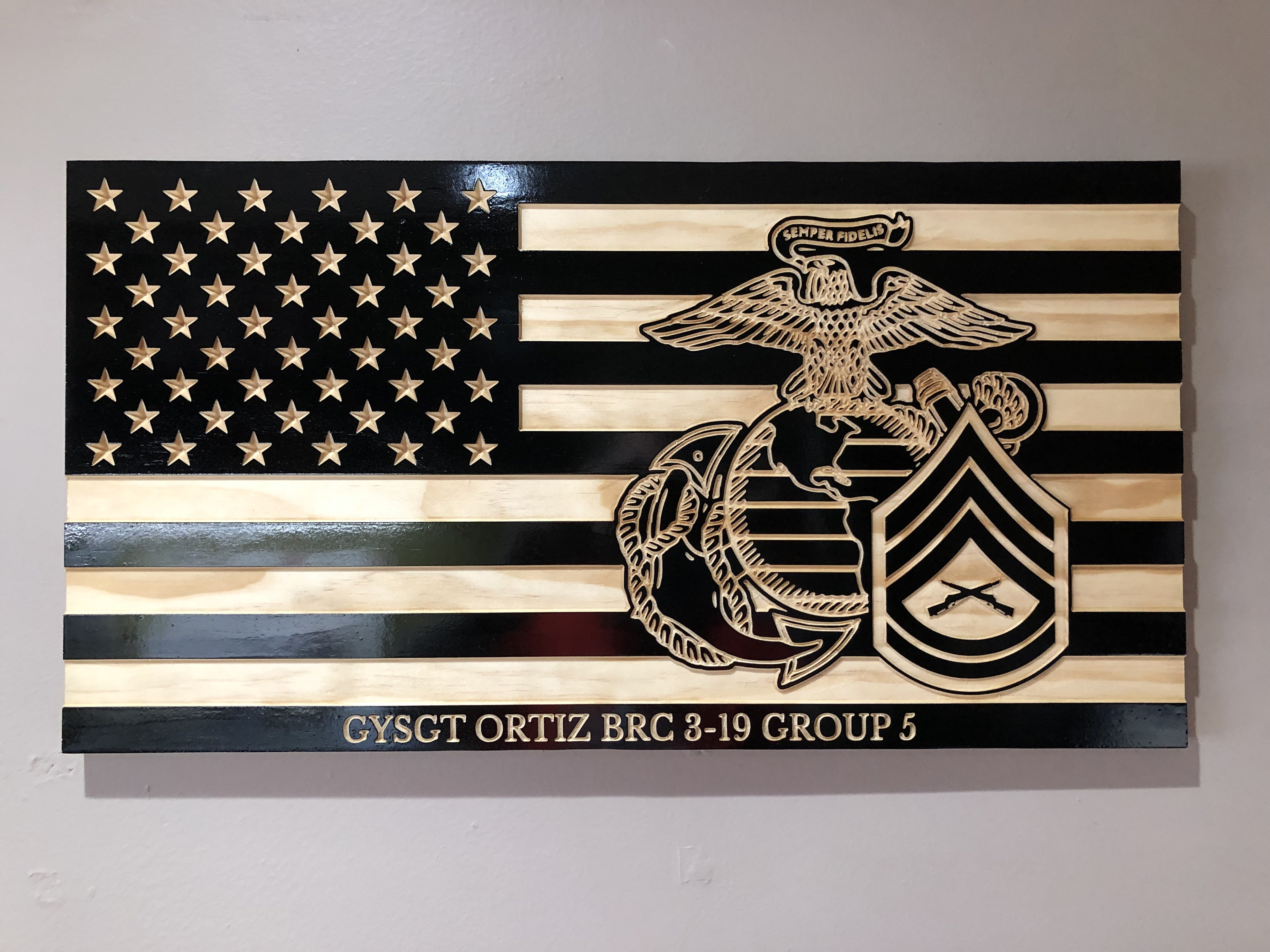 Wooden Carved American Flag Marine Corps EGA Rank Insignia • Cosmic ...