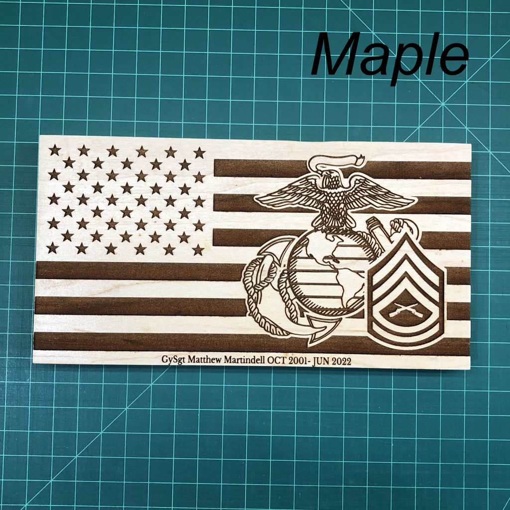 Wooden Laser Engraved Military American Flag Customized • Cosmic Frogs ...