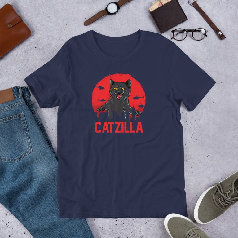 Catzilla Cat Lovers Godzilla Mash-Up Short-Sleeve Unisex T-Shirt ...