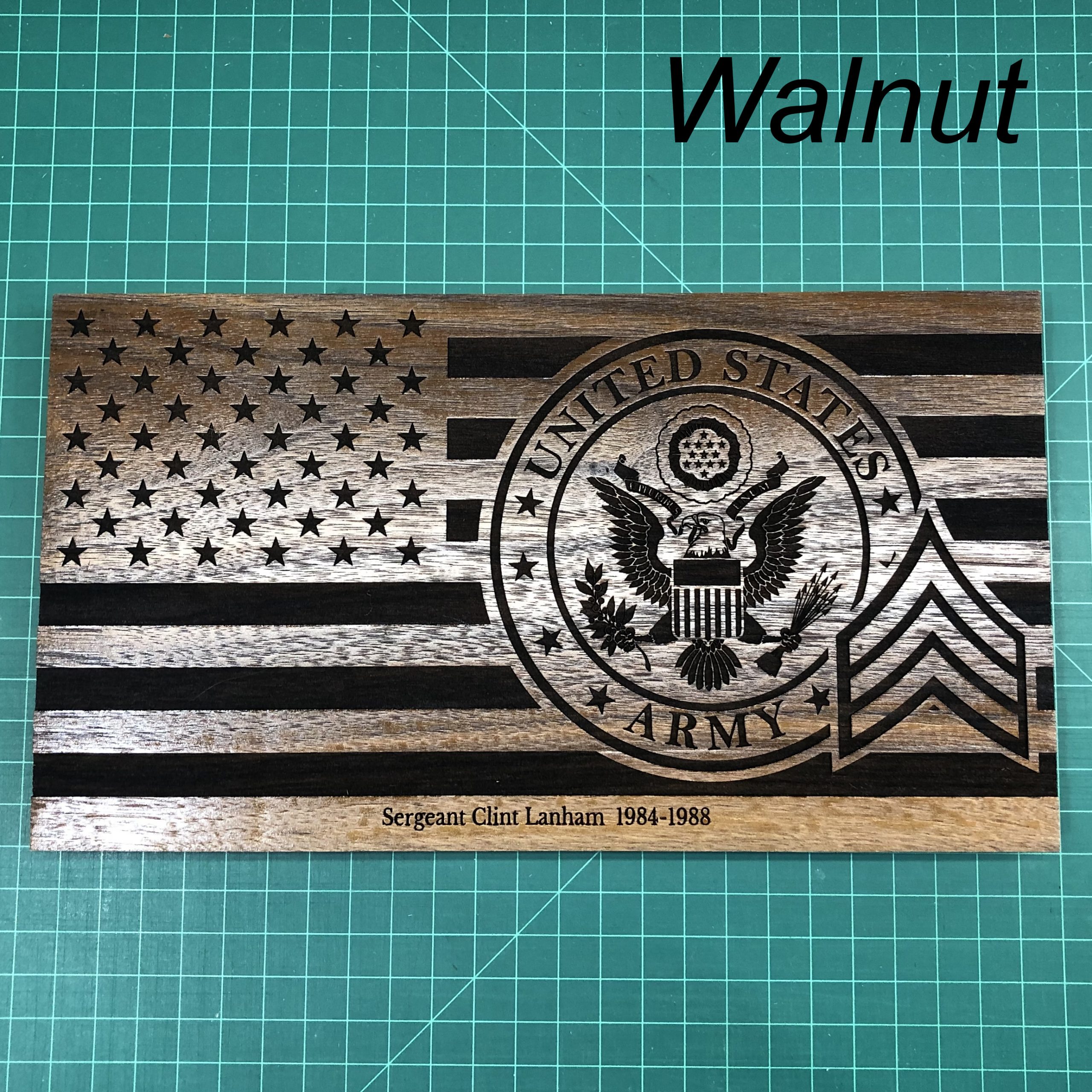 Wooden Laser Engraved Military American Flag Customized • Cosmic Frogs ...