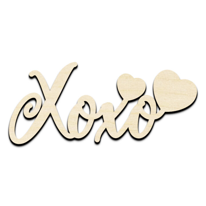 XOXO Hearts Valentine Laser Cut Out Unfinished Wood Shape Craft Supply ...