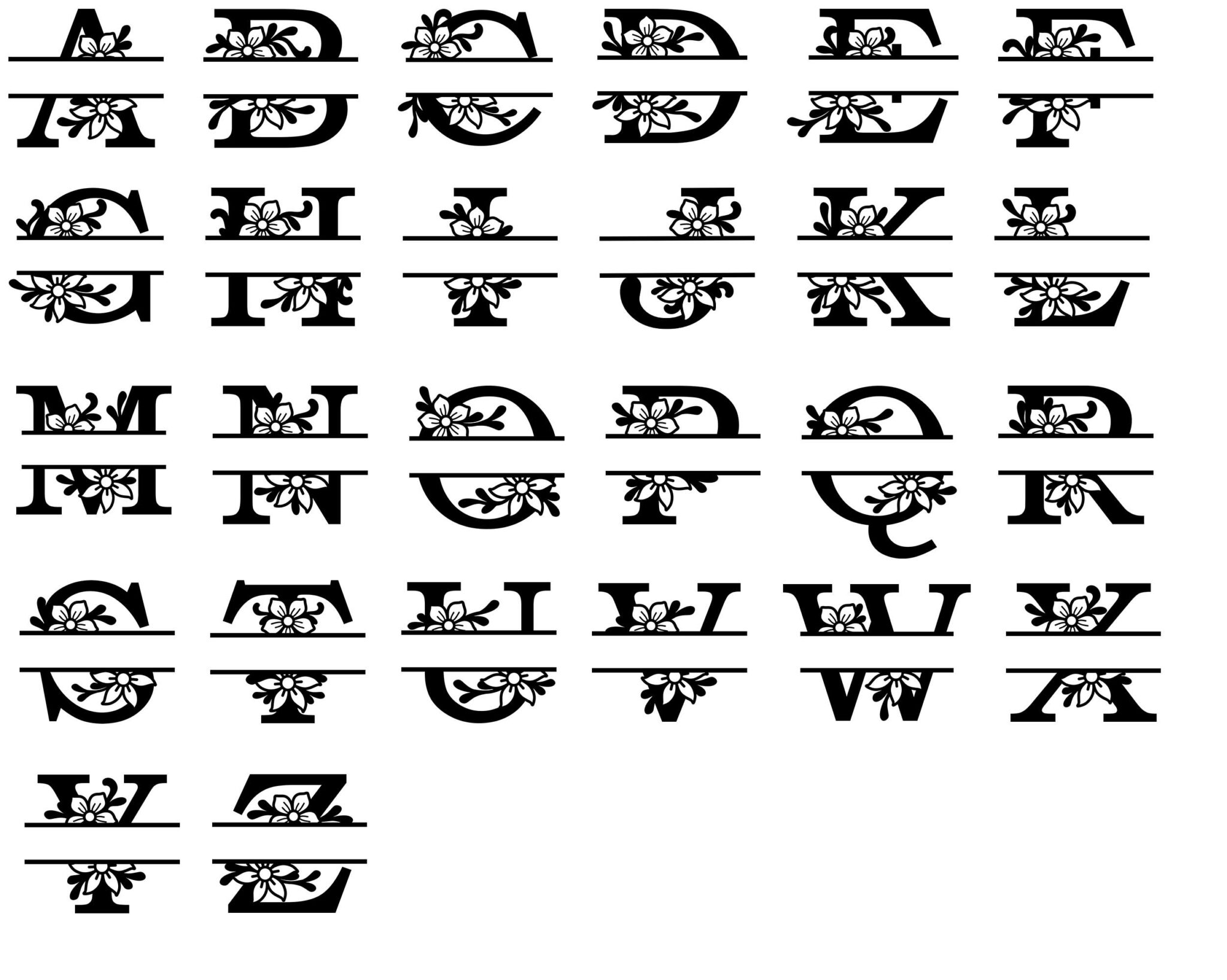 Flowers Split Monogram Custom Name Laser Cut Nurseries Family Names ...