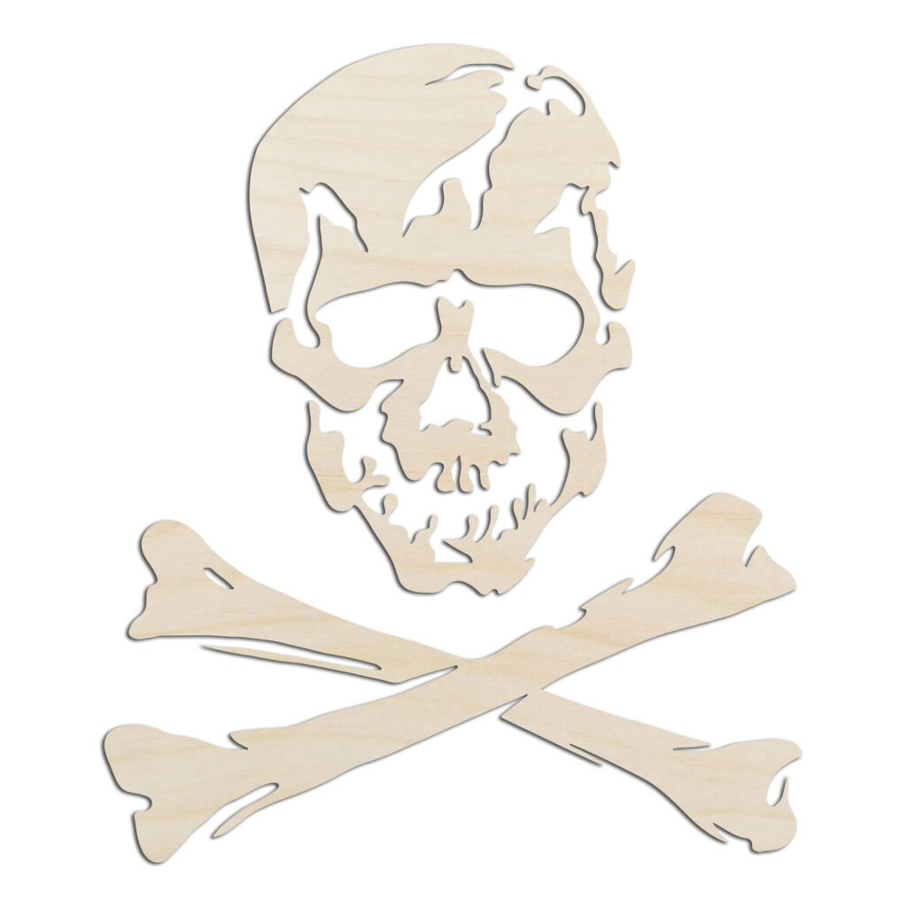 Jolly Roger Pirates Skull and Crossbones Laser Cut Out Unfinished Wood ...
