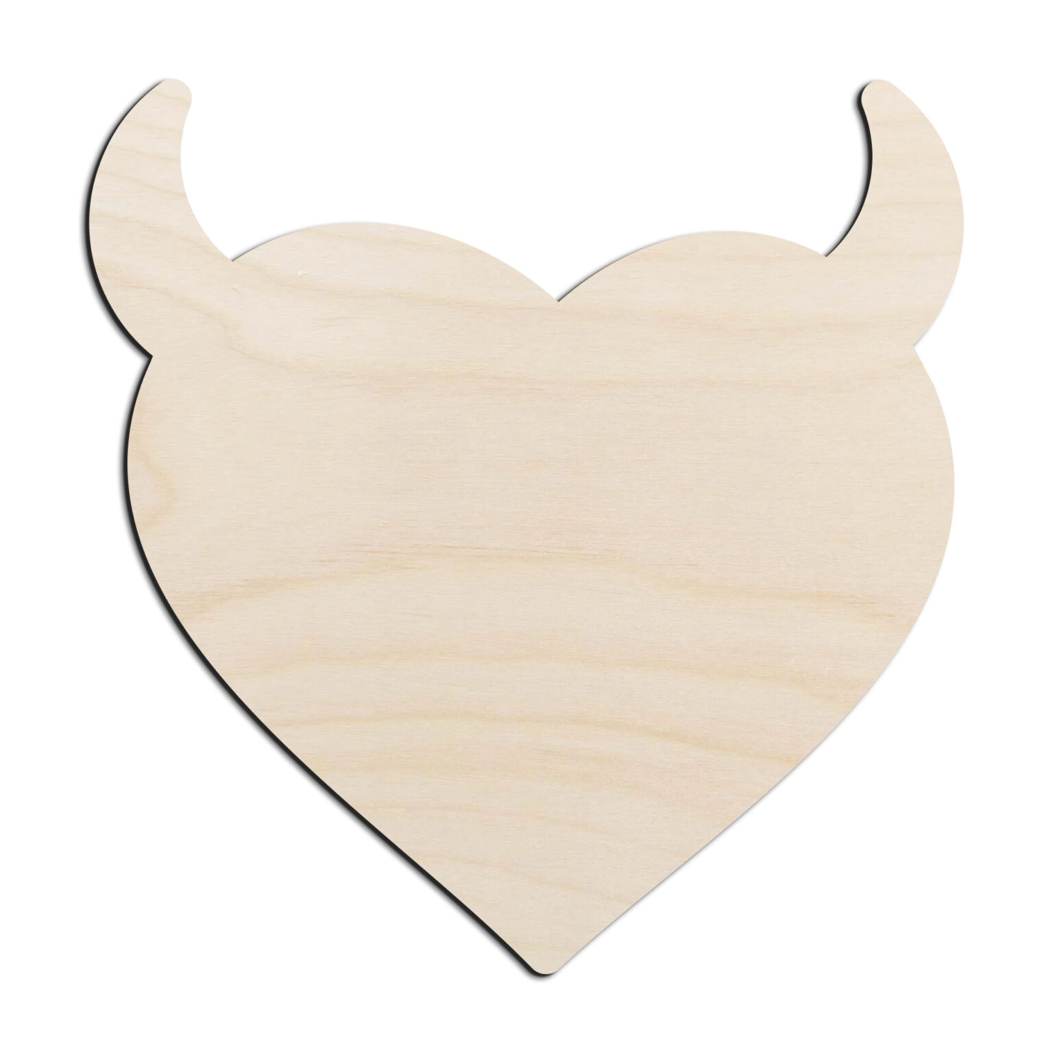 Heart with Horns Valentines Laser Cut Out Unfinished Wood Shape Craft ...
