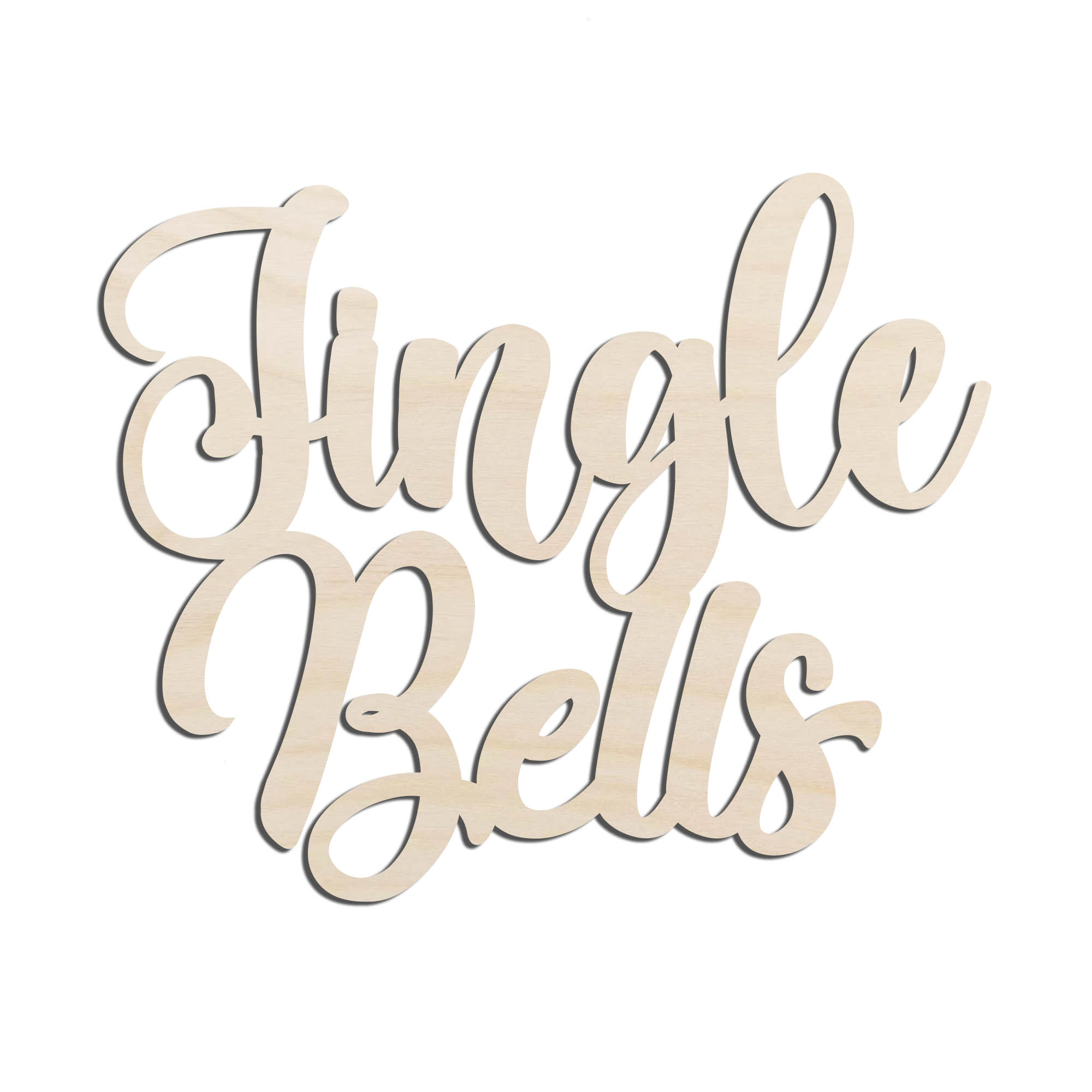 Jingle Bells Text Words Laser Cut Out Unfinished Wood Shape Craft ...